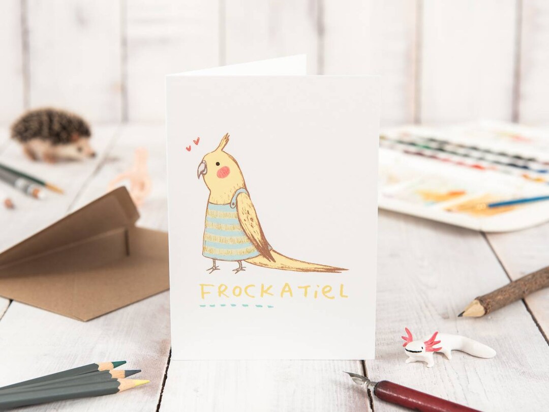 Frockatiel Card - Cute Funny Cockatiel in a Dress - Etsy