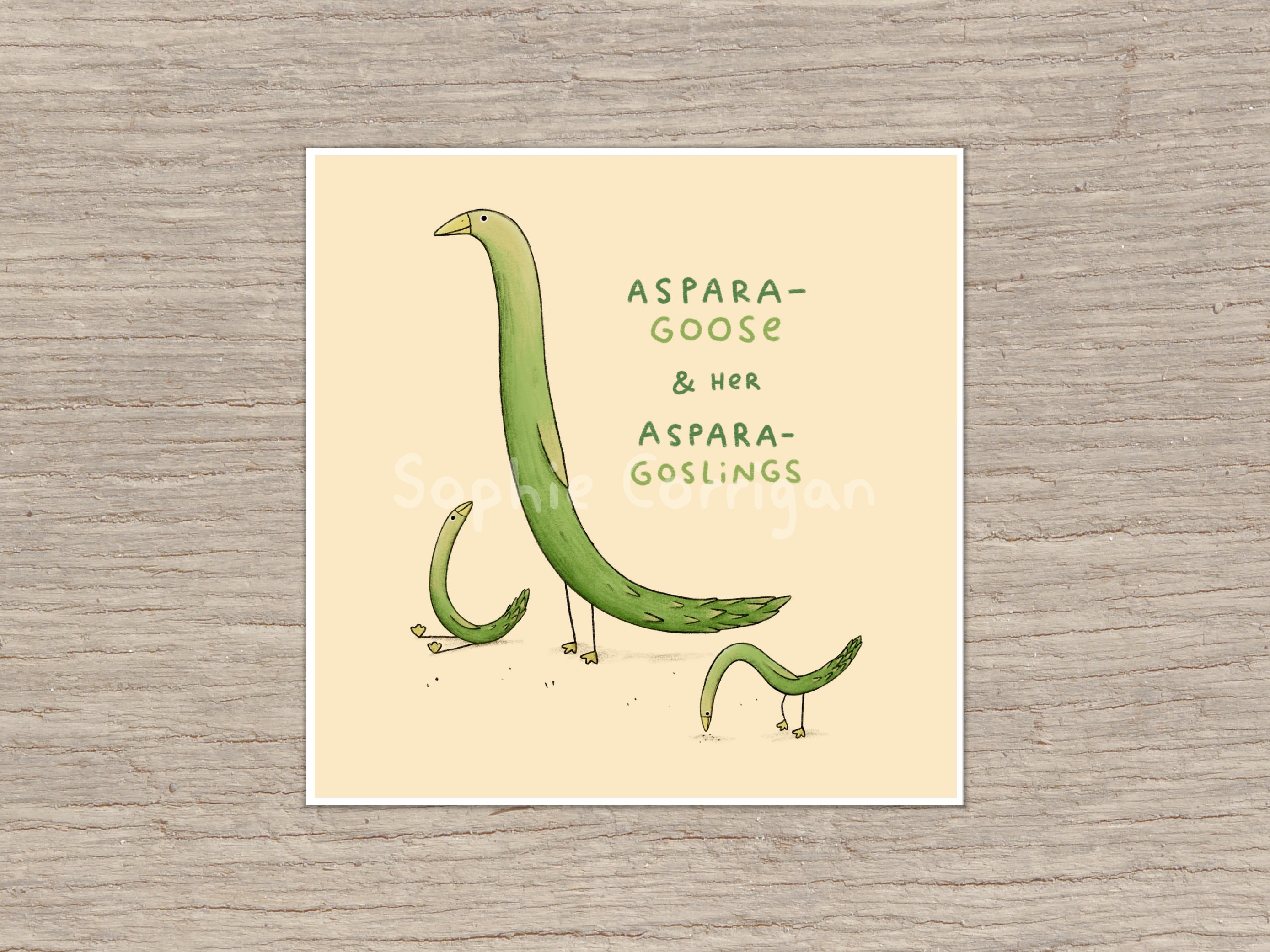 Asparagoose & Her Asparagoslings Signed Art Print - Cute Goose ...