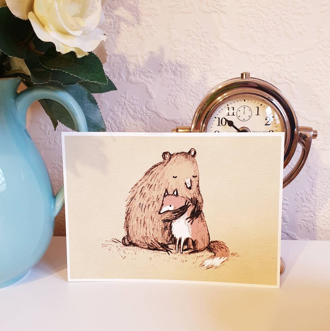 Grizzly Hugs Signed Art Print - Grizzly Bears - Red Fox - Animals ...