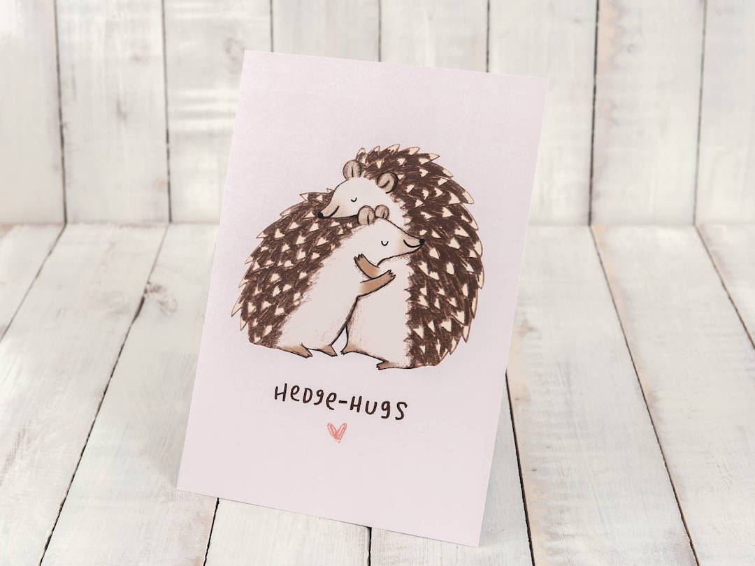 Hedge-hugs A4 Signed Print - Cute Hugging Hedgehogs Valentines Day - Etsy