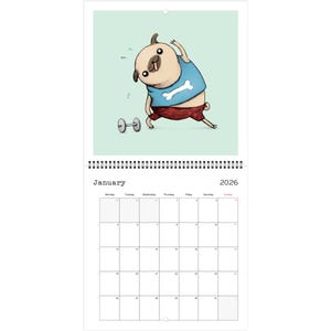 Pugs 2026 Cute Dog 12 Month Wall Calendar - Etsy