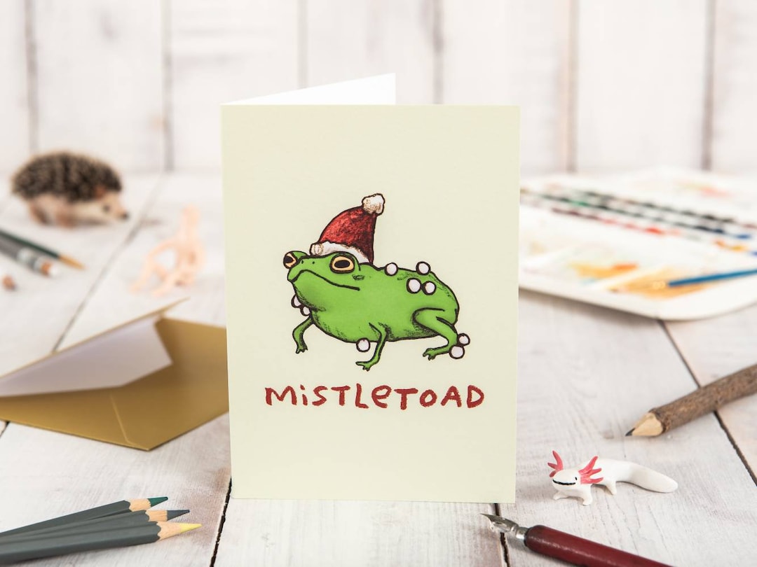 Mistletoad Mistletoe Toad Frog Christmas Card - Etsy