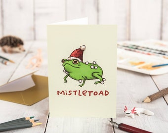 Kiss Me Under the Mistletoad Greeting Card 4.25x5.5 happy Holidays ...