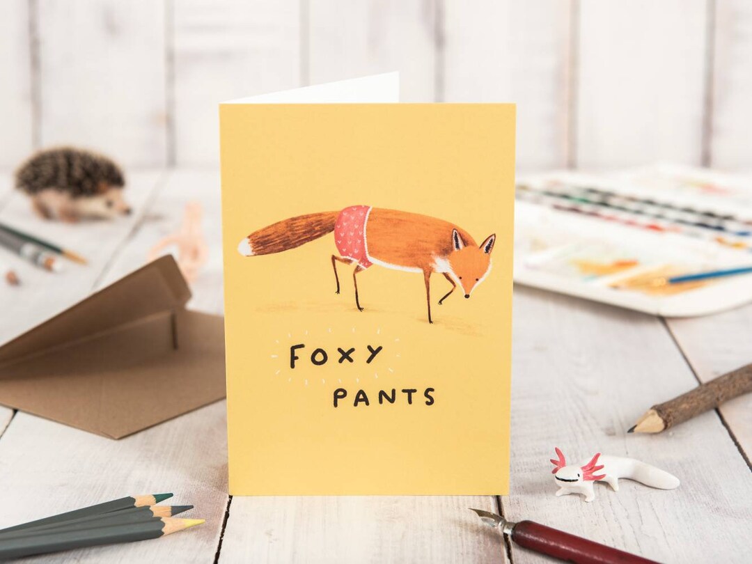 Foxy Pants Valentines Card - Etsy