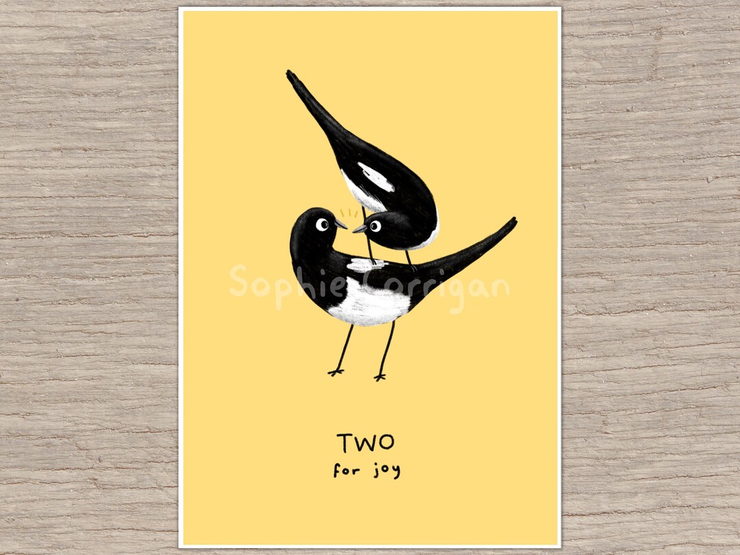 Two for Joy Magpie Rhyme Signed Fine Art Print New Baby - Etsy