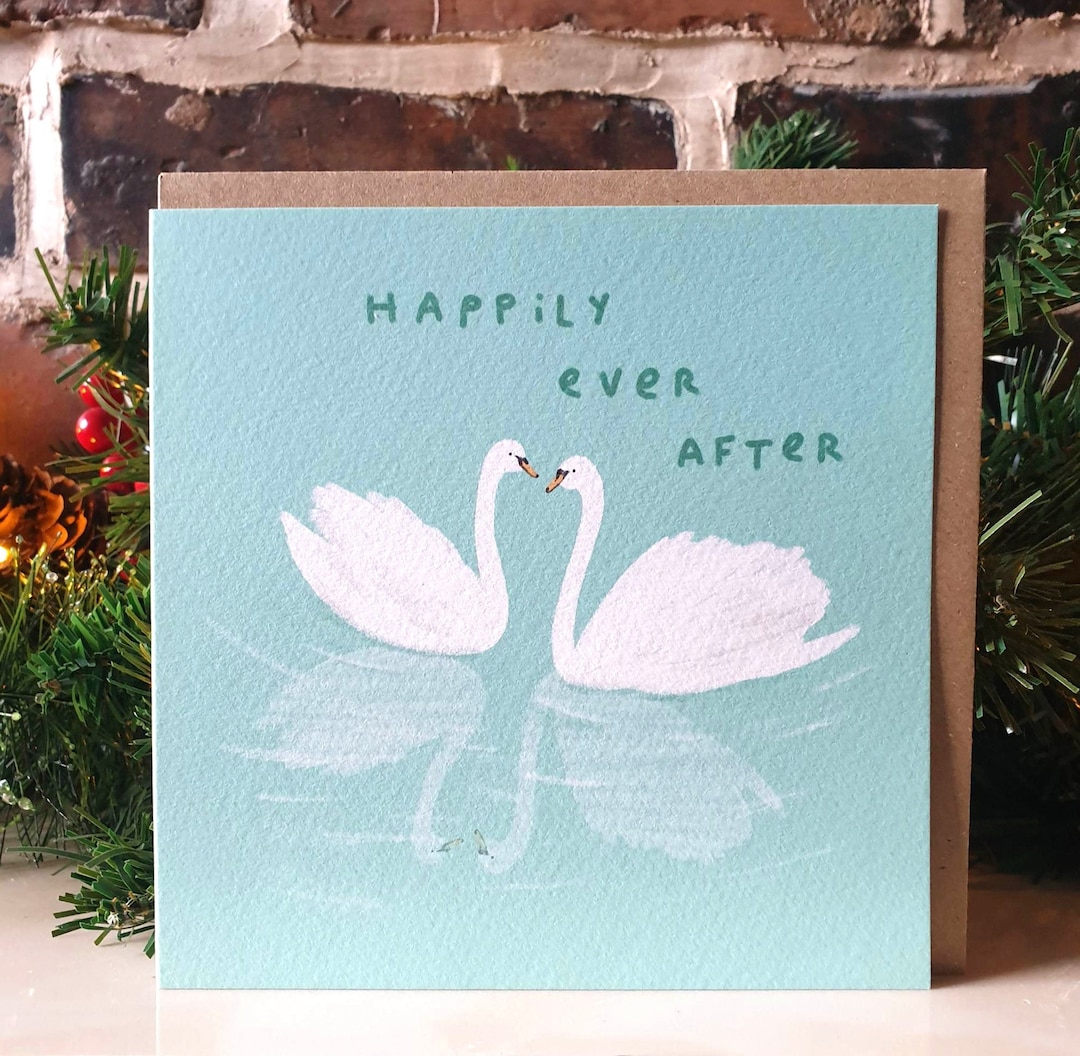 Swan Wedding Card: Happily Ever After Illustration - Etsy