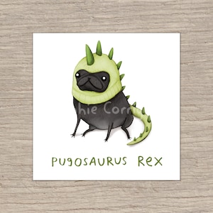 Pugosaurus Rex Black Pug Dinosaur Hat Signed Fine Art Print - Etsy