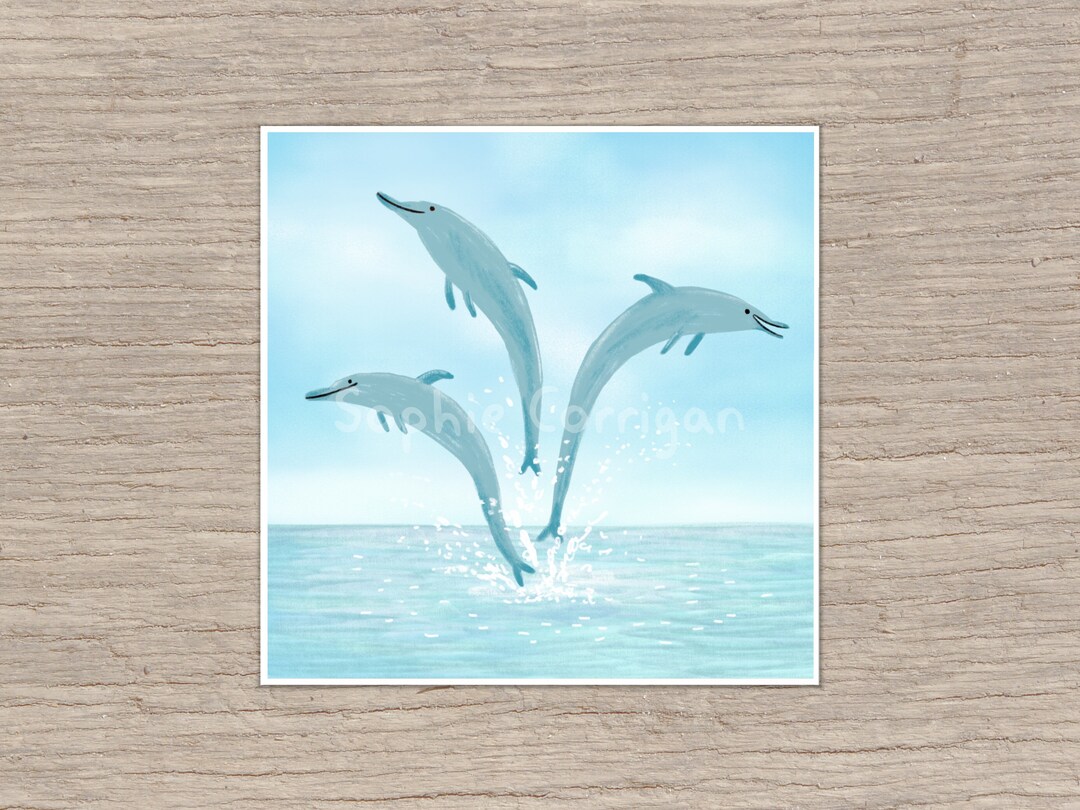 Cute Jumping Dolphins Art Print: Signed Illustration - Etsy