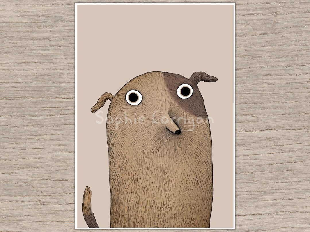 Wuf Funny Dog Illustration: Signed Fine Art Print - Etsy
