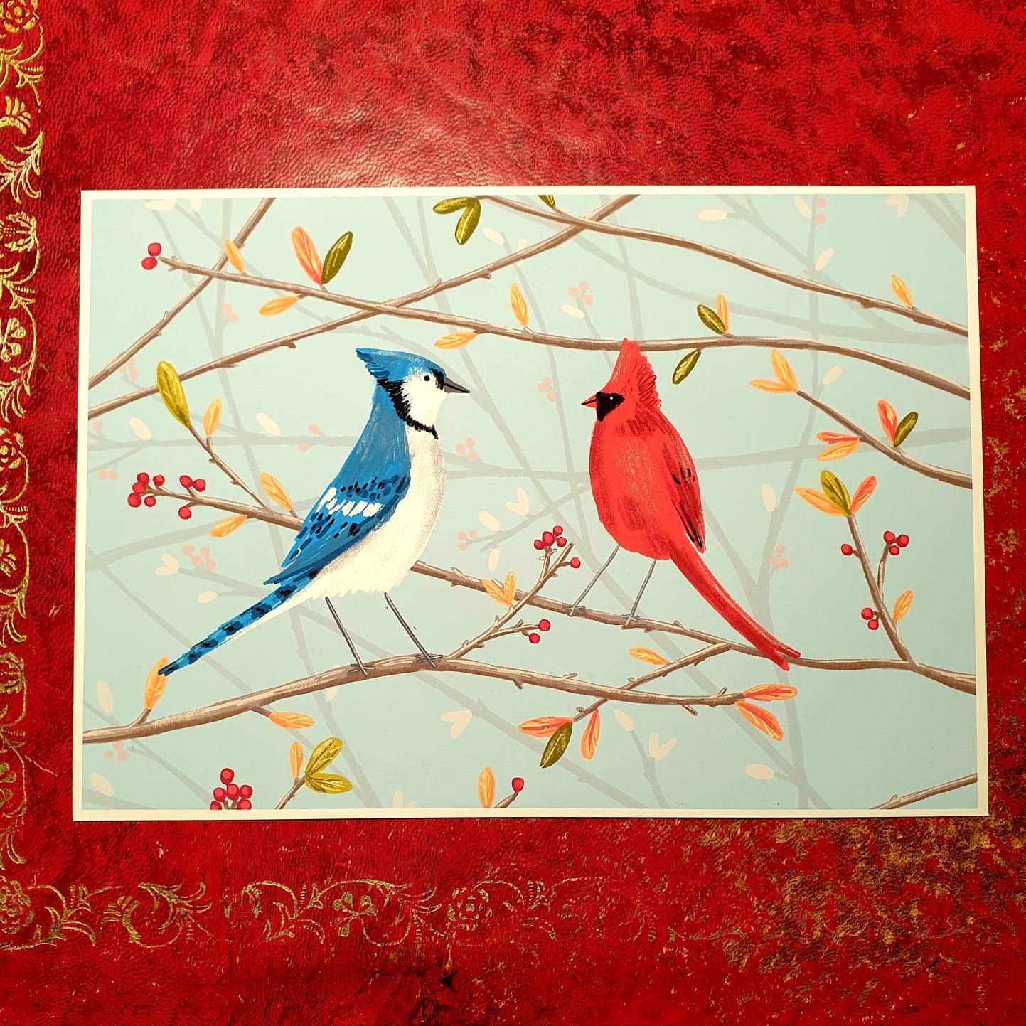Blue Jay & Cardinal Signed Art Print - Etsy