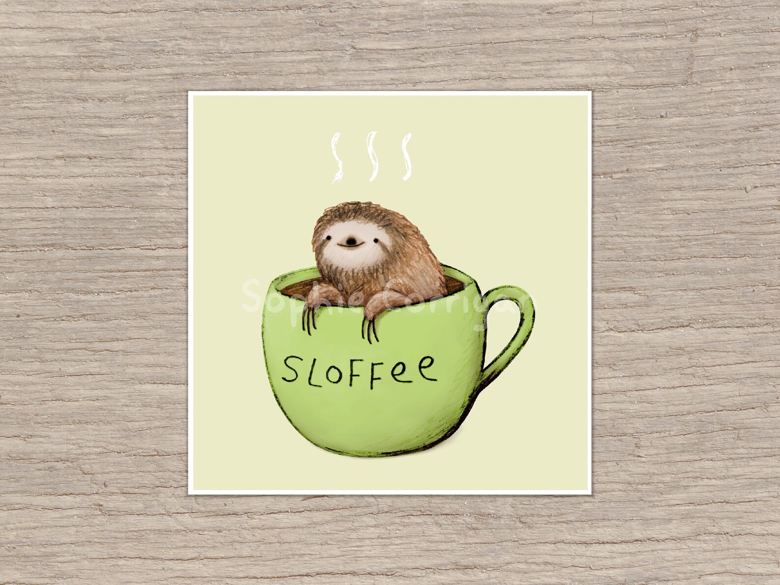 Sloffee Signed Fine Art Print Sloth Coffee Cute Funny Pun - Etsy