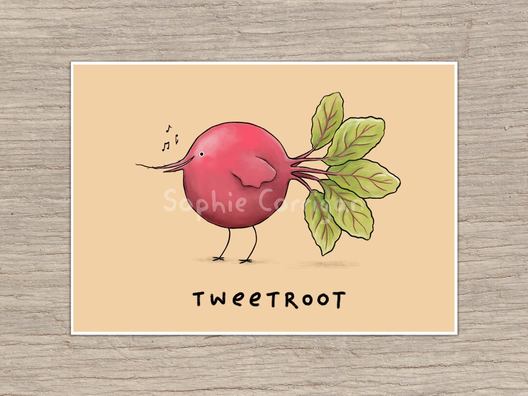 Tweetroot Beetroot Bird Signed Fine Art Print - Pugtato - Etsy