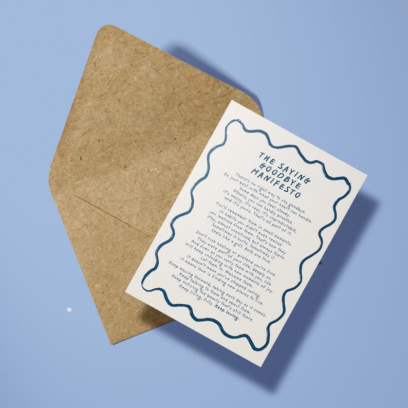 Saying Goodbye Loss, Sympathy, Bereavement Manifesto Card (A6) - Etsy UK