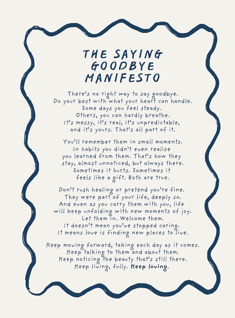 Saying Goodbye Loss, Sympathy, Bereavement Manifesto Card (A6) - Etsy UK