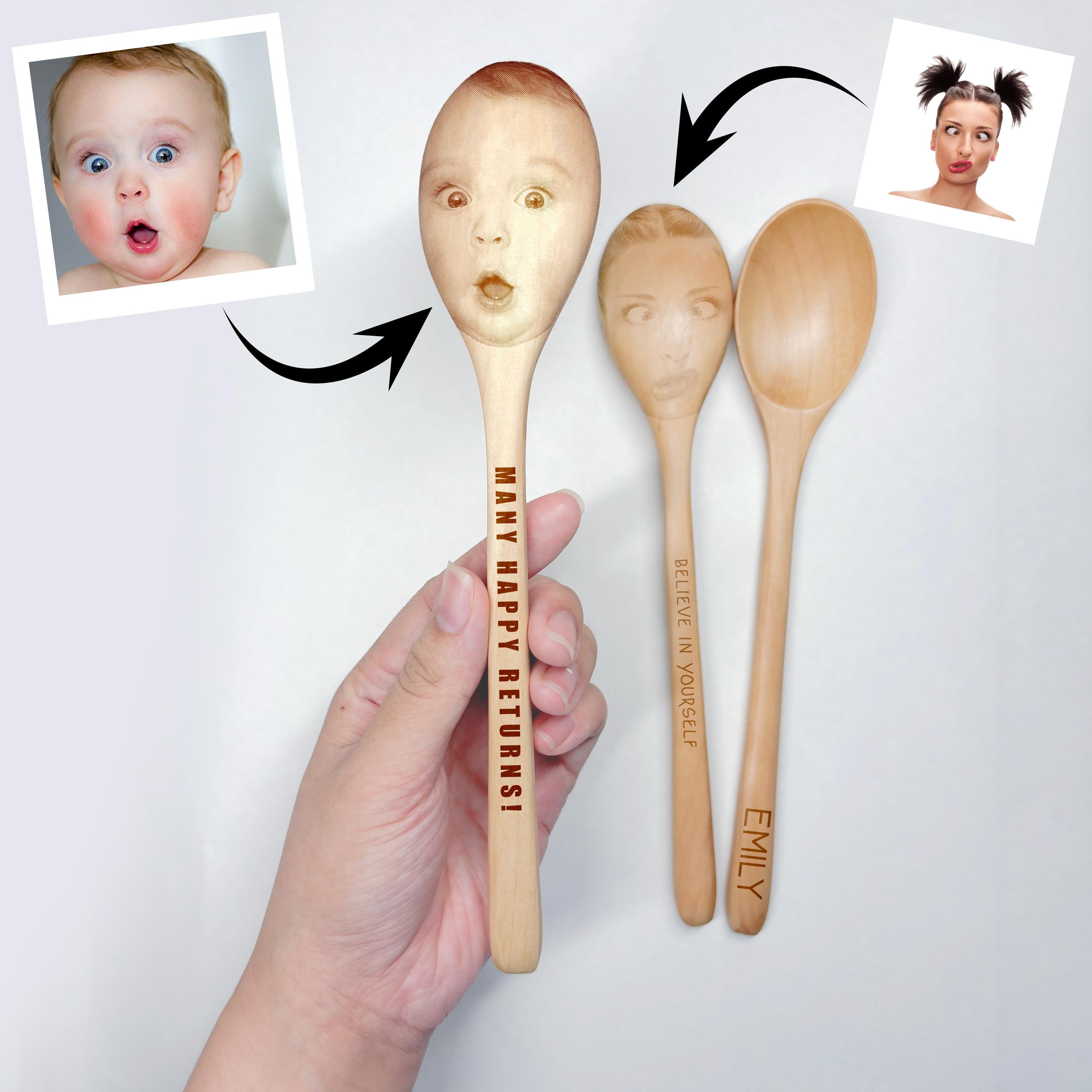 Custom Face Engraved Funny Christmas Wooden Spoons - Quirky Gifts Ideas ...
