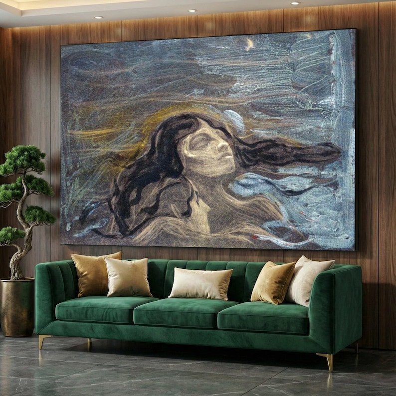 Ethereal Woman Portrait Canvas, Edvard Munch Inspired Wall Art ...