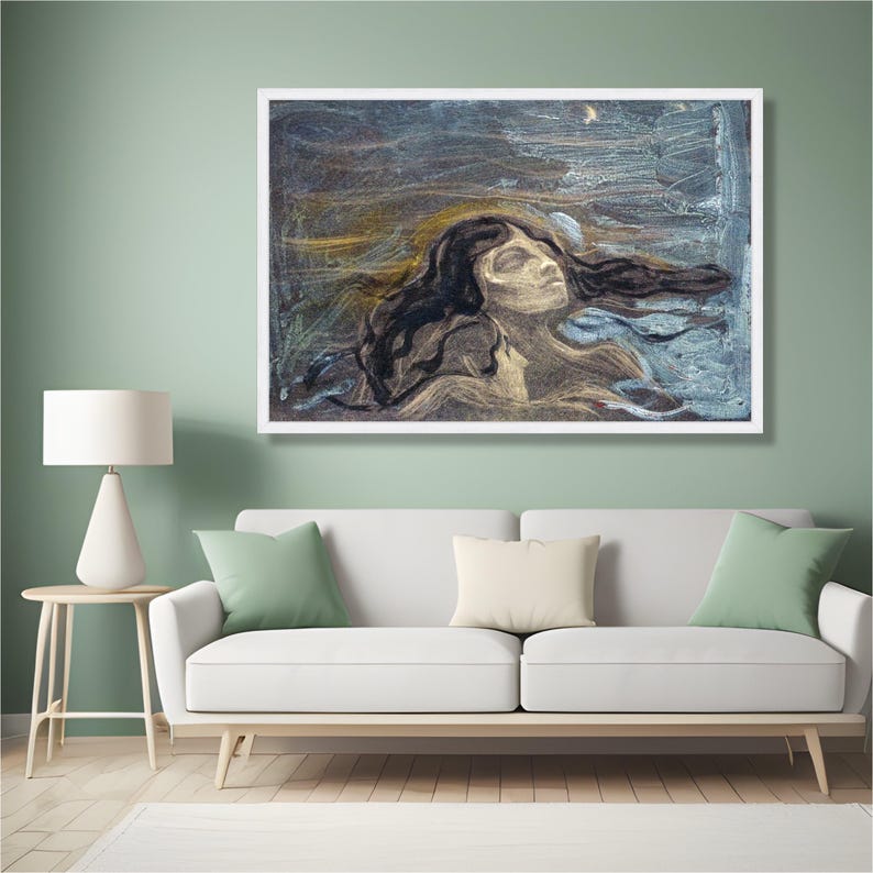 Ethereal Woman Portrait Canvas, Edvard Munch Inspired Wall Art ...