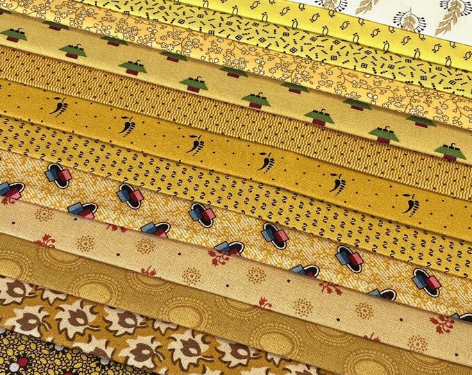 SALE 13 Civil War Reproduction Quilt Fabric Fat Quarters Gold Yellow ...