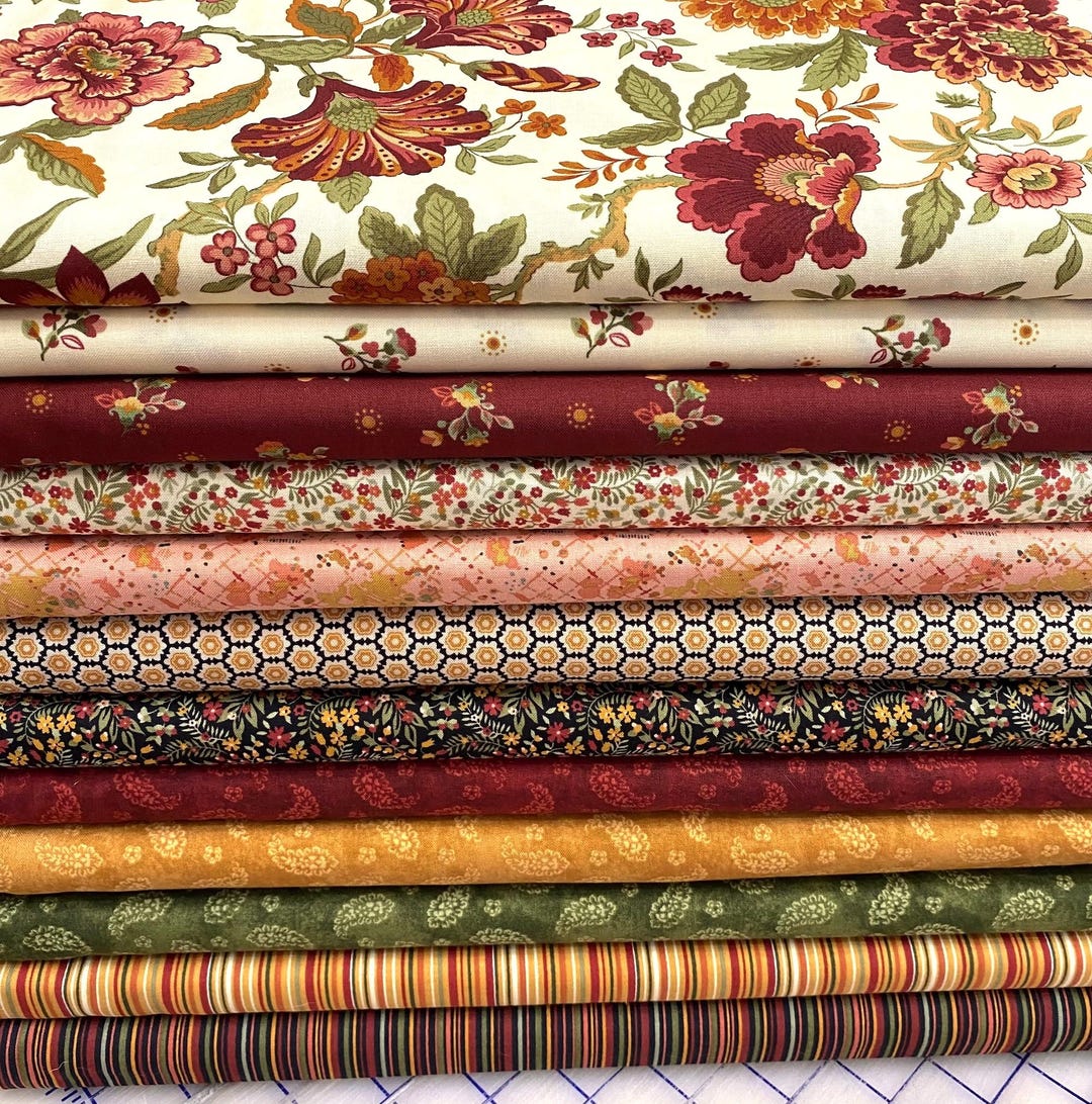 12 Quilt Fabric Fat Quarters - Civil War Reproduction - TARRINGTON - by ...