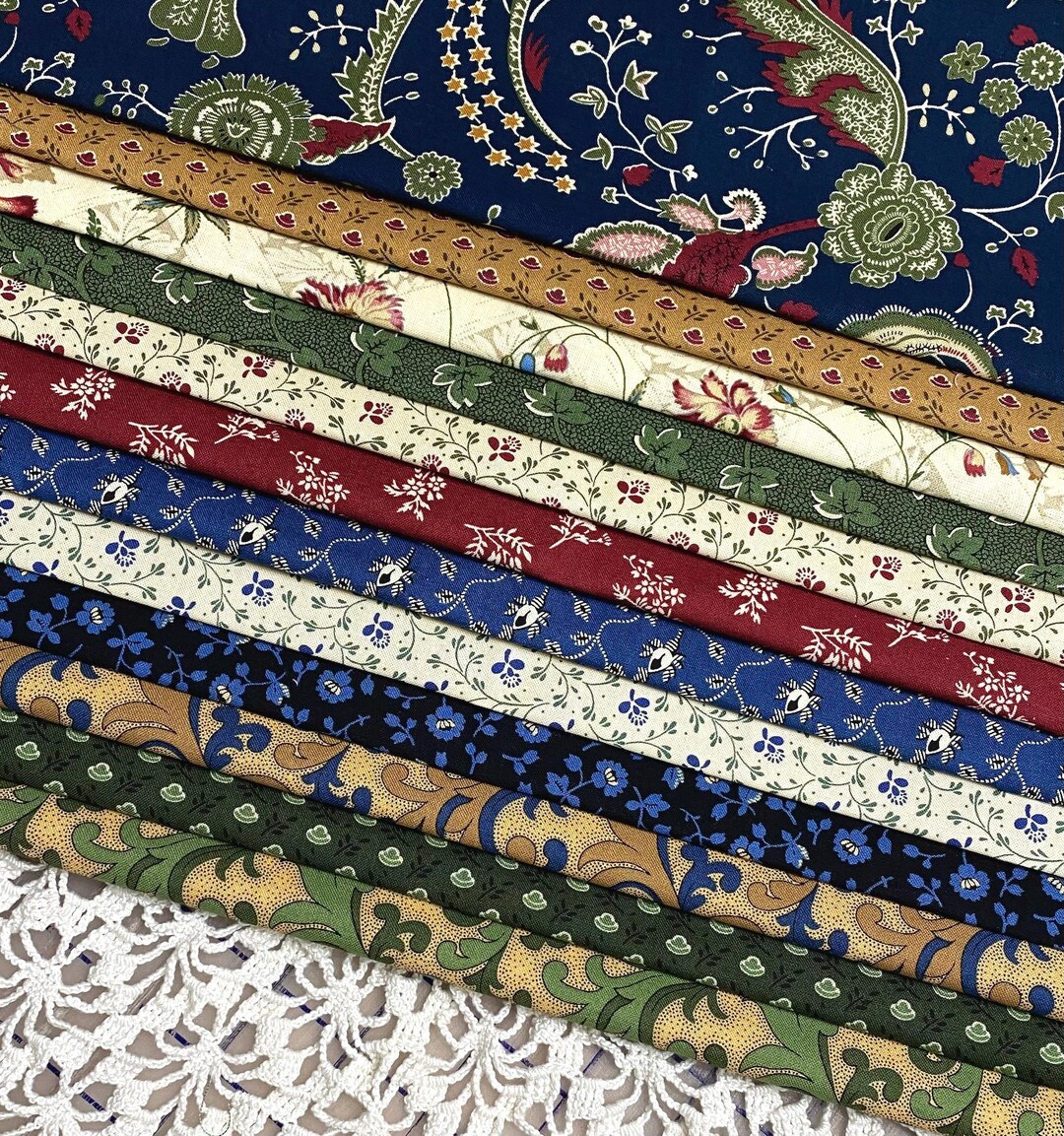 VINTAGE CHARM - 12 Quilt Fabric Fat Quarters - Civil War Reproduction ...
