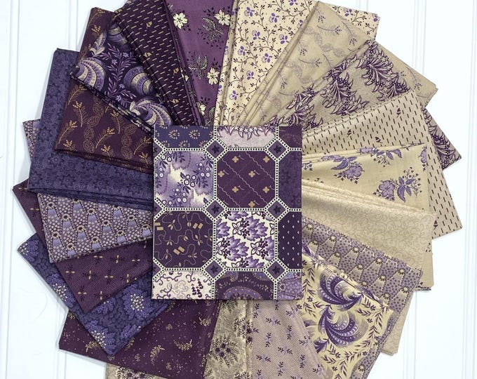 20 - I LOVE PURPLE - Civil War Reproduction Quilt Fabric Fat Quarters ...