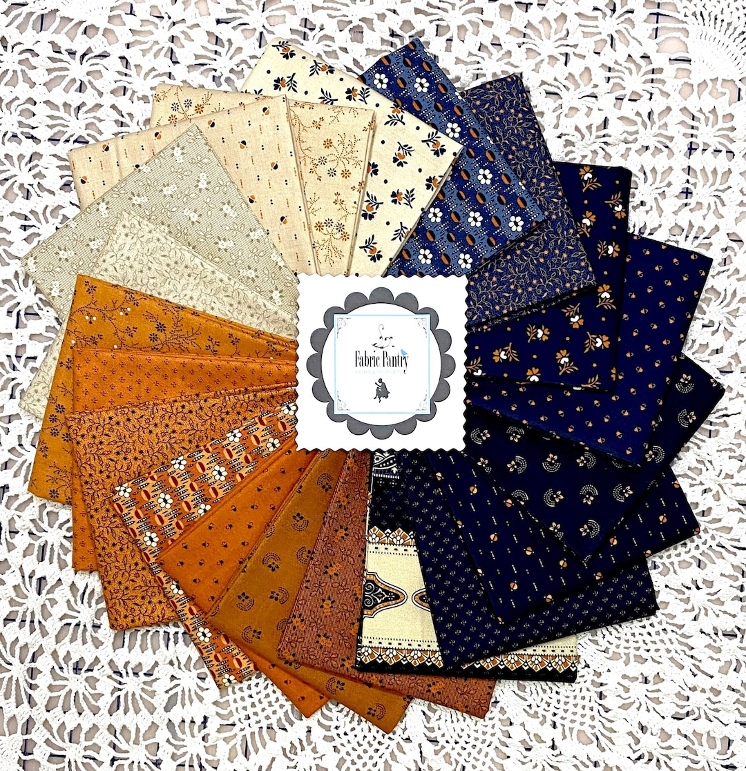 20 - INDIGO & CHEDDAR - Civil War Reproduction Quilt Fabric Fat ...