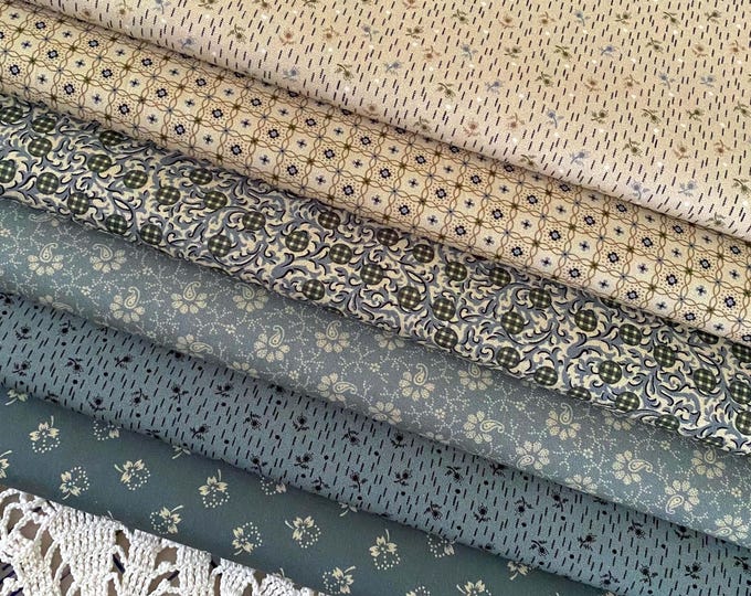 6 Civil War Reproduction Quilt Fabric Fat Quarters ~ BLUEBIRD MANOR ...