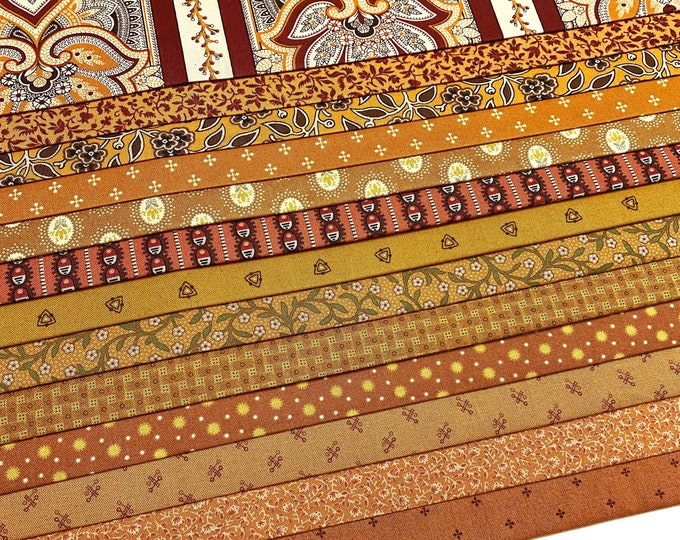 SALE! 13 Civil War Reproduction Quilt Fabric Fat Quarters - Orange Rust ...