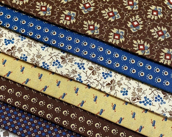 SALE! 6 - Civil War Reproduction Quilt Fabric Fat Quarters ~ Pioneer ...