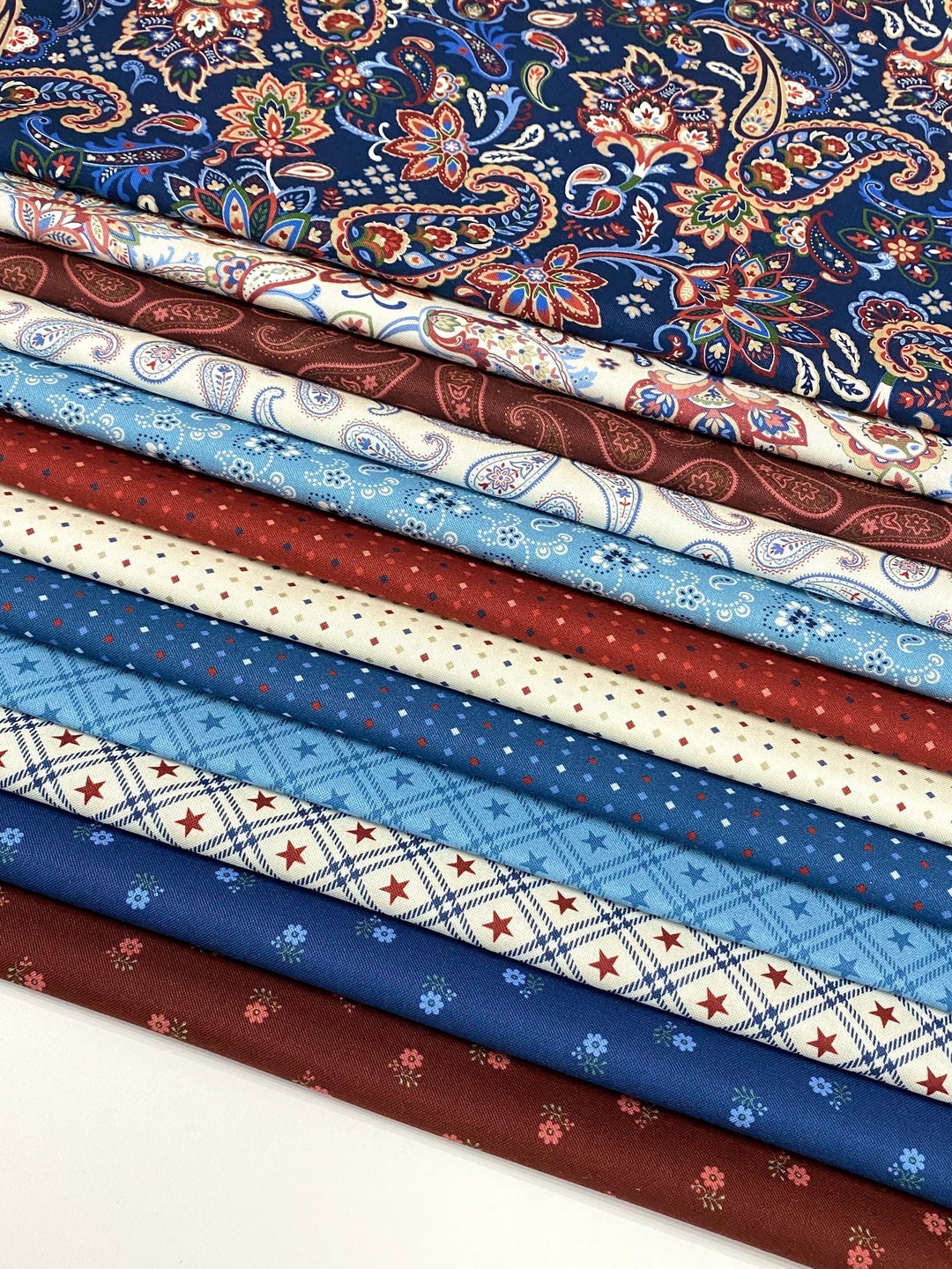 STAR STRUCK - 12 Patriotic Quilt Fabric Fat Quarters - by Nancy Rink ...