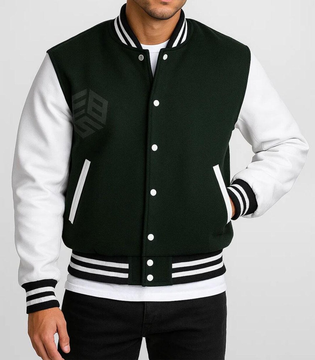Custom Wool Varsity Jacket: Genuine Leather Sleeves, Retro Letterman ...