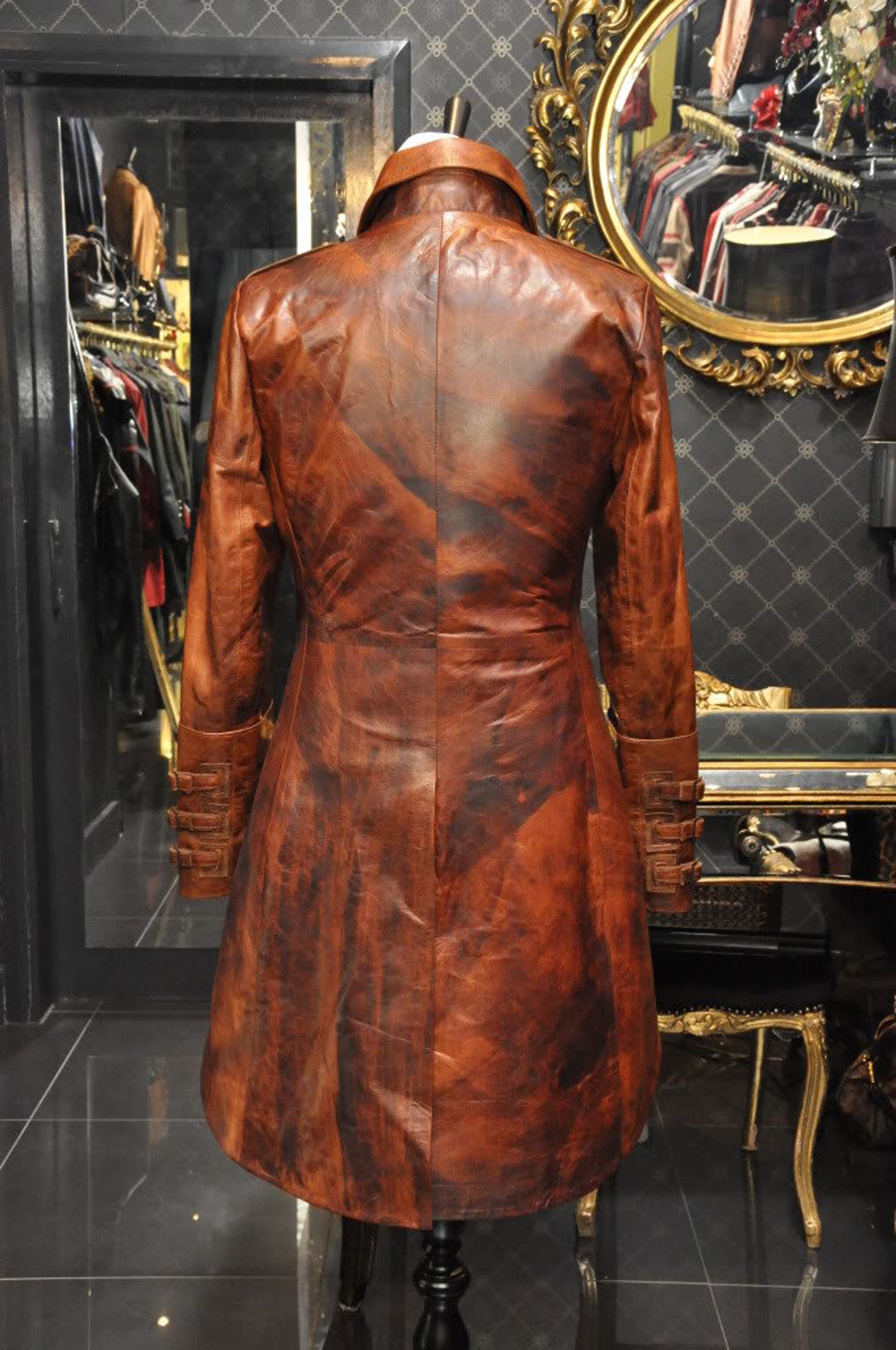 Mens Steampunk Brown Leather Dieselpunk Military Edwardian Mourning ...