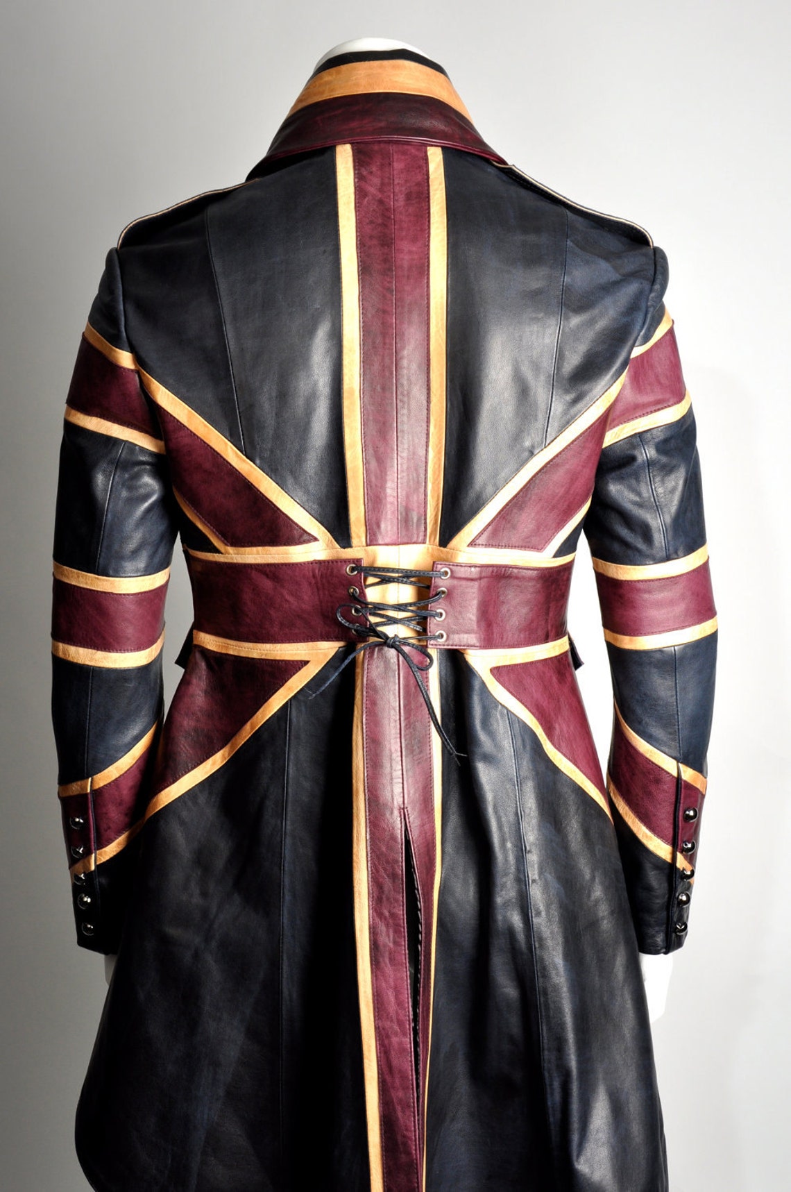 Mens Leather Tailcoat Union Jack Flag Exclusive Steampunk Jacket Impero ...