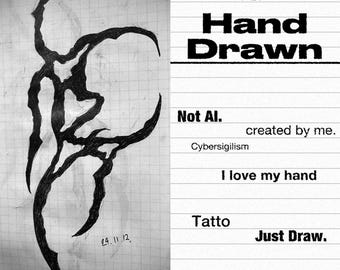 Cyber Sigil Tattoo Design, Hand Drawn Tribal Symbol, Printable Digital ...