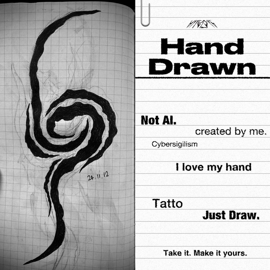 Cyber Sigil Tattoo Design, Hand Drawn Tribal Symbol, Printable Digital ...