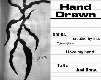 Cyber Sigil Tattoo Design, Hand Drawn Tribal Symbol, Printable Digital ...