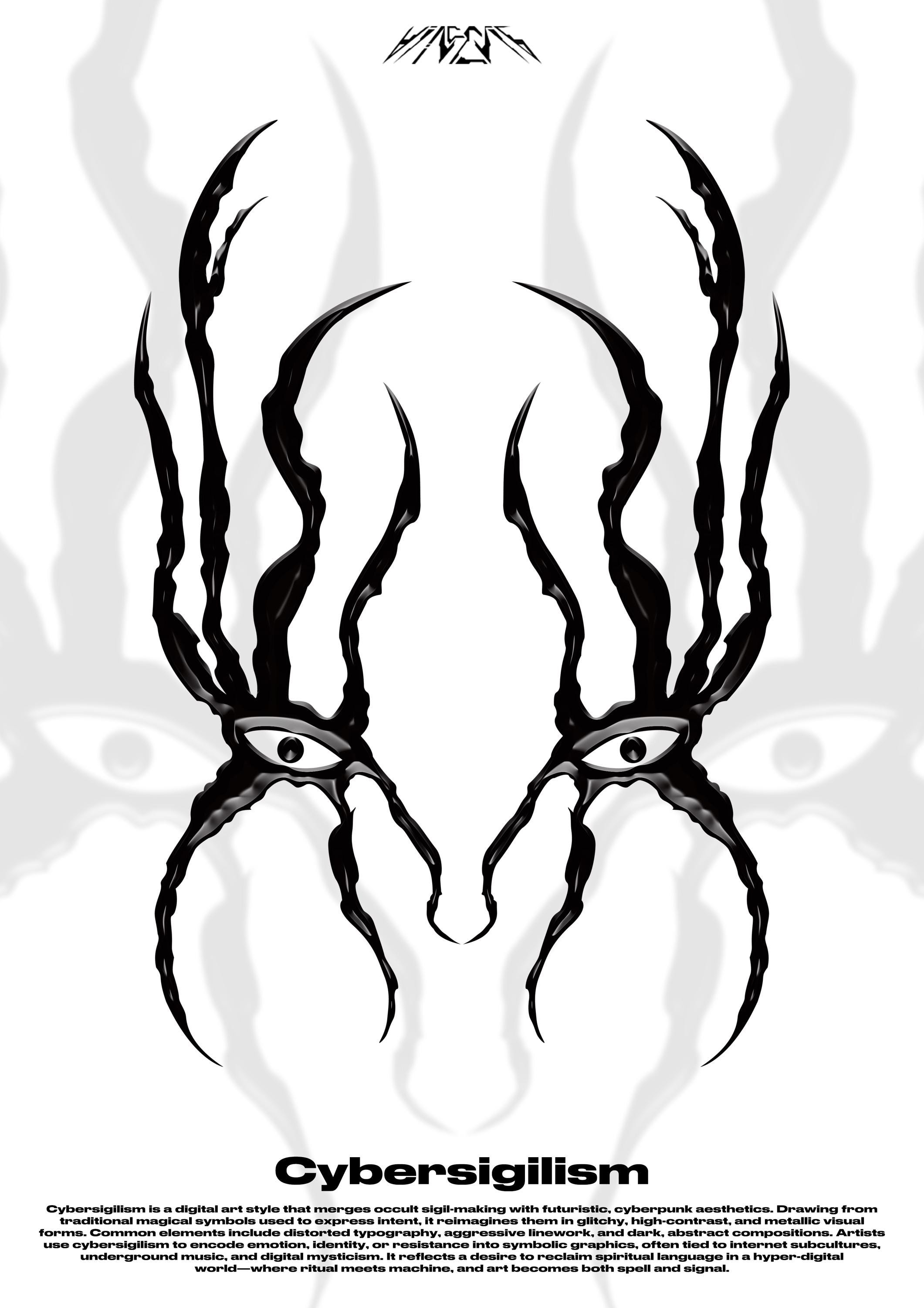 Cyber Sigil Tattoo Design, Hand Drawn Tribal Symbol, Printable Digital ...