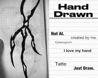 Cyber Sigil Tattoo Design, Hand Drawn Tribal Symbol, Printable Digital ...