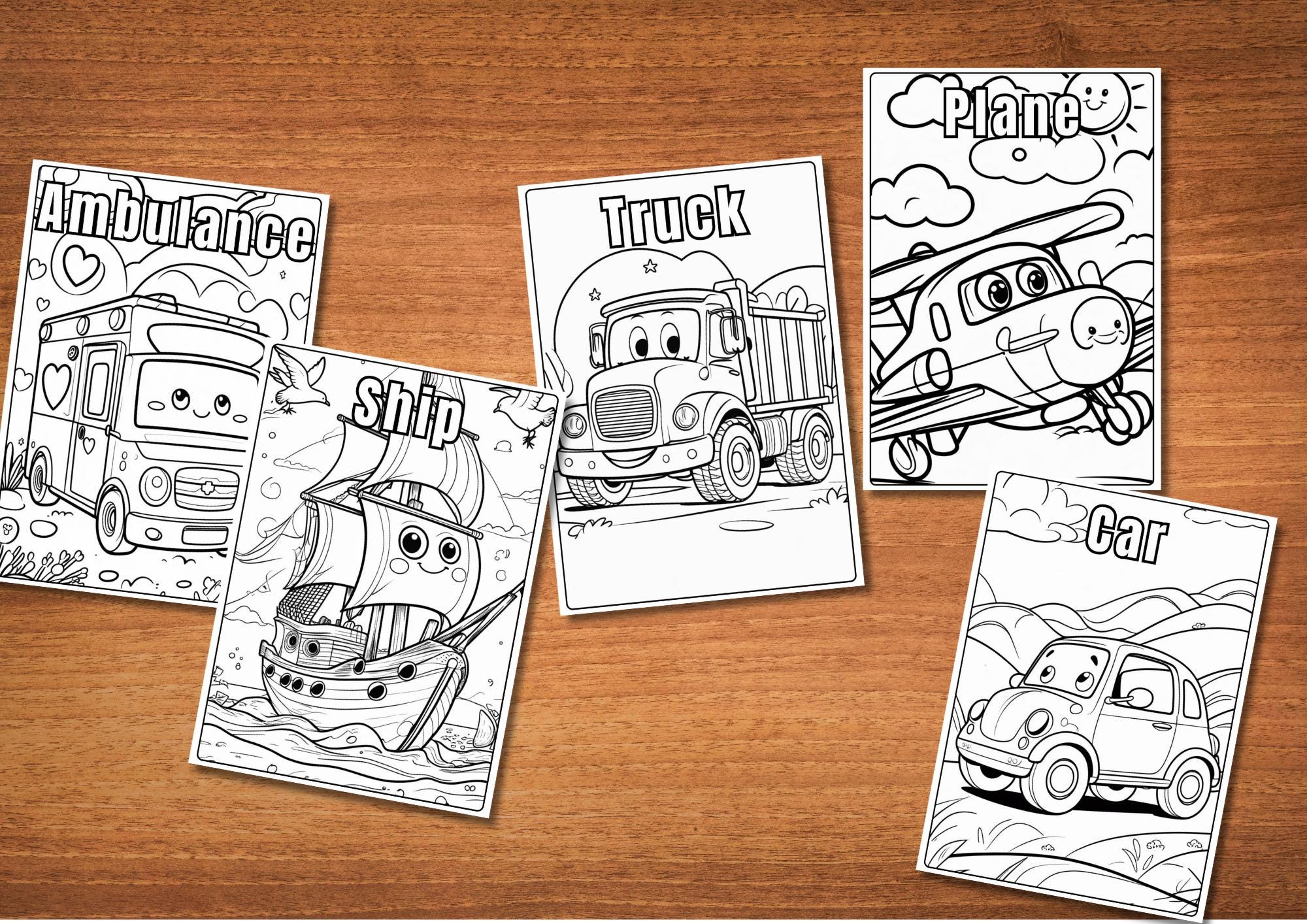 Fun Transportation Coloring Book for Kids – Printable Vehicles Activity ...