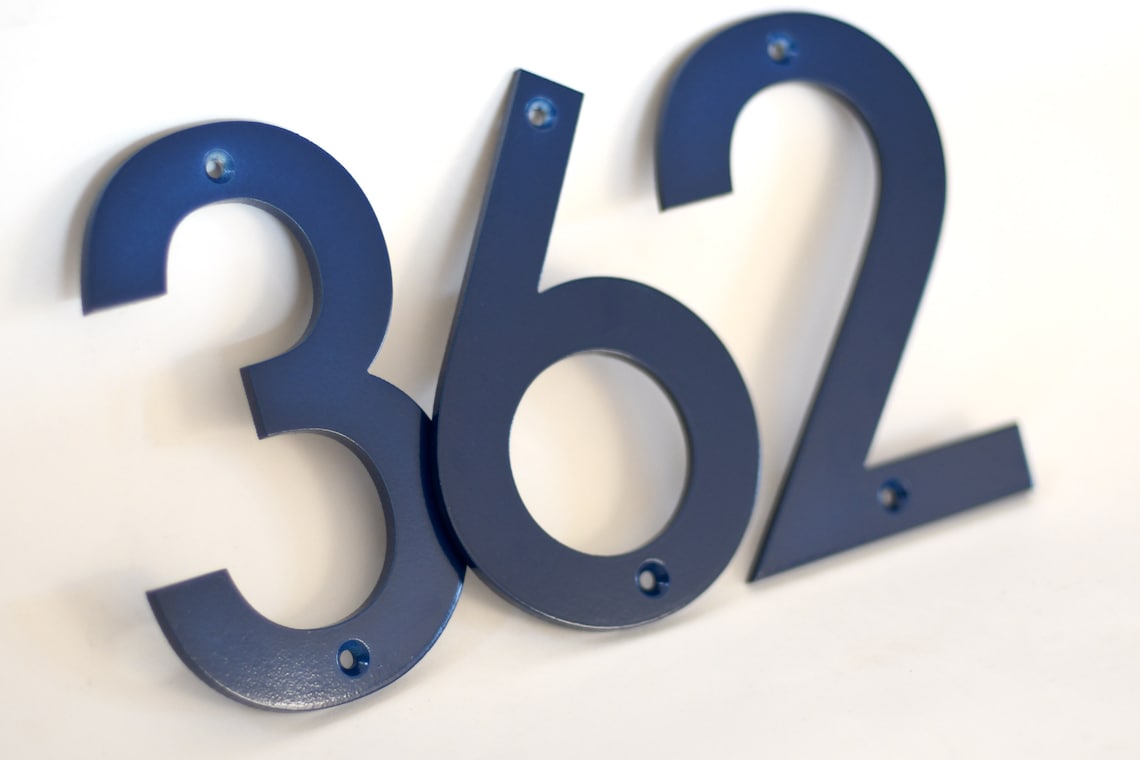 Navy Blue Powder Coated Aluminum Numbers With Matching - Etsy