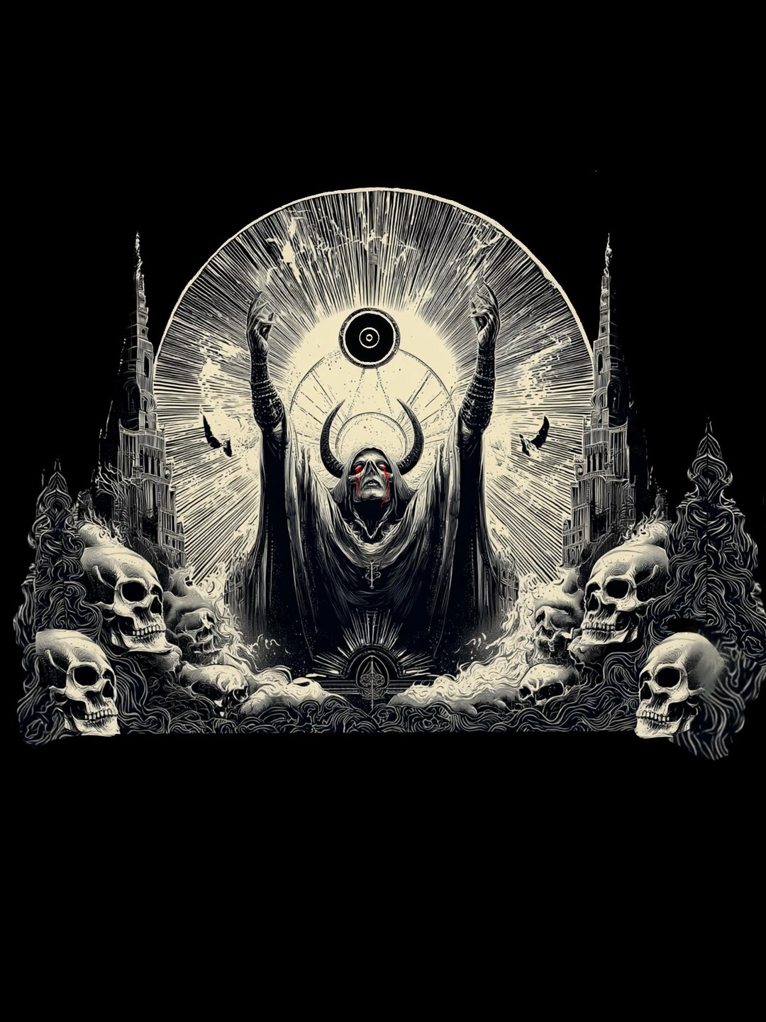 Demonic Tee Shirt, Satanic Tshirt, Gothic Unisex Heavy Cotton Top ...