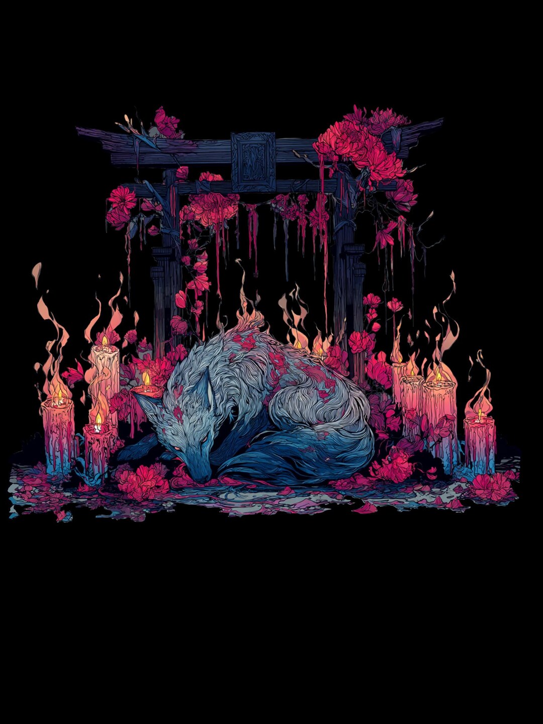 Gothic Fox Tee Shirt: Torri Candlelight Cotton Top, Dark Fantasy ...