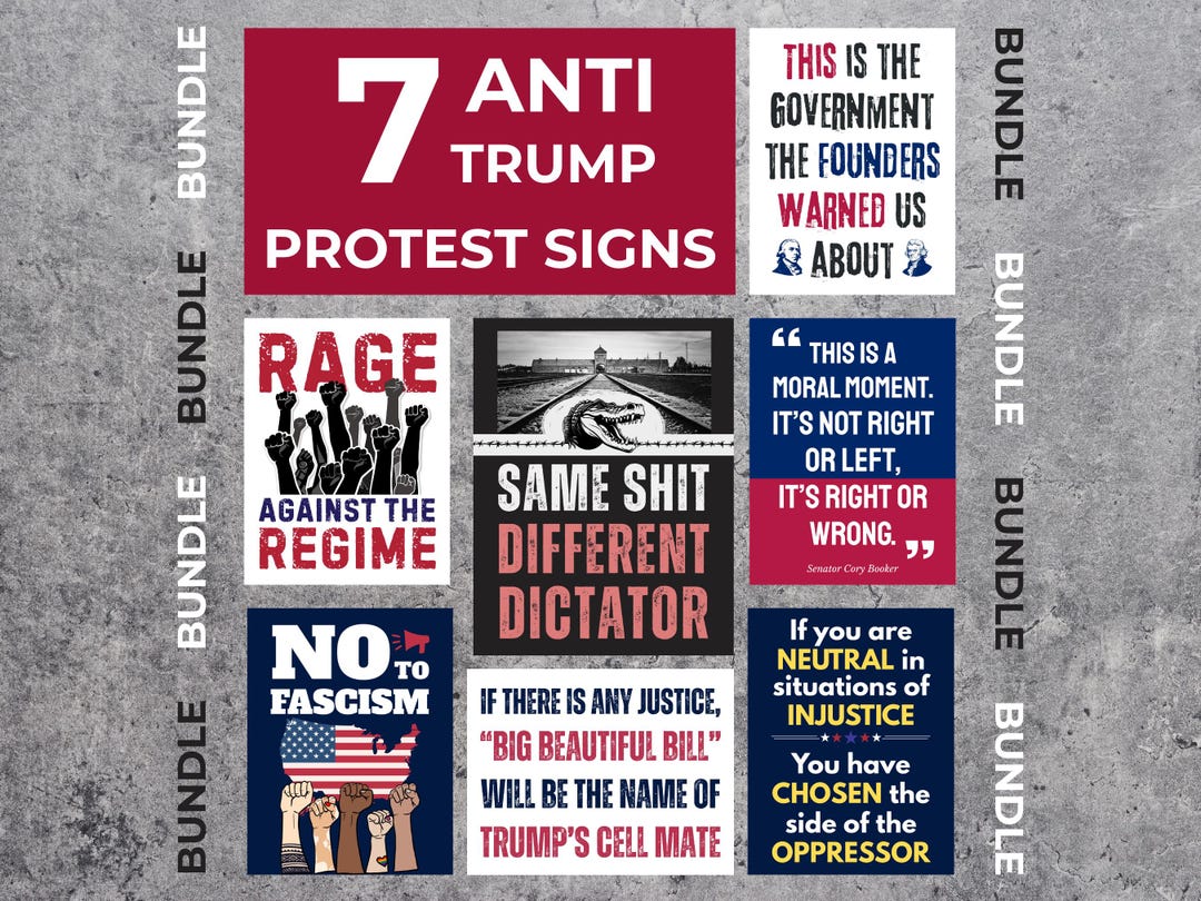 Protest Posters 2025 for Anti Trump, Fight Fascism, Pro Immigration ...