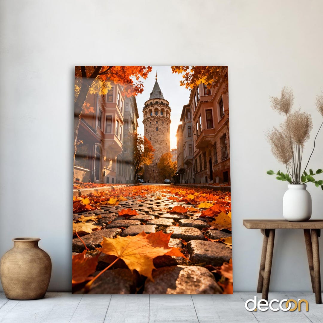 Istanbul Galata Tower Glass Wall Art | Autumn in Istanbul Decor ...