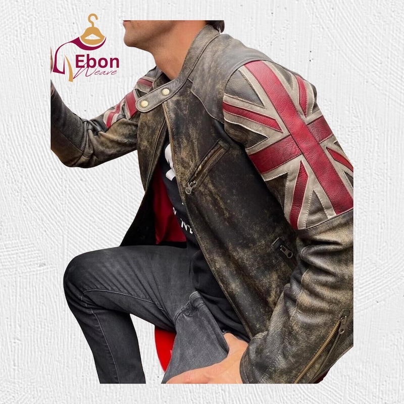 Union Jack Leather Coat - Etsy