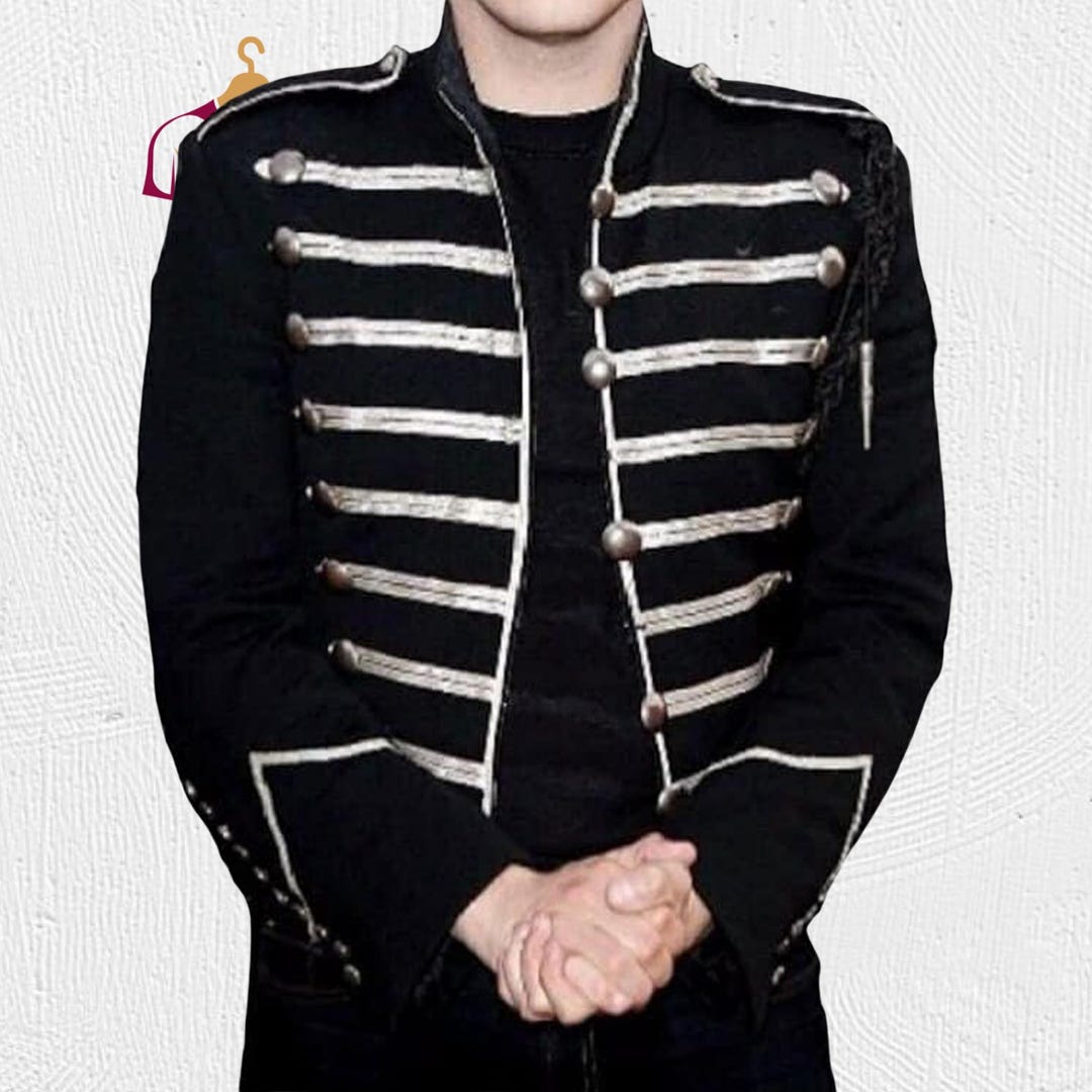 Ultimate MCR Parade Drummer Jacket – Handmade Military Style Black Coat ...