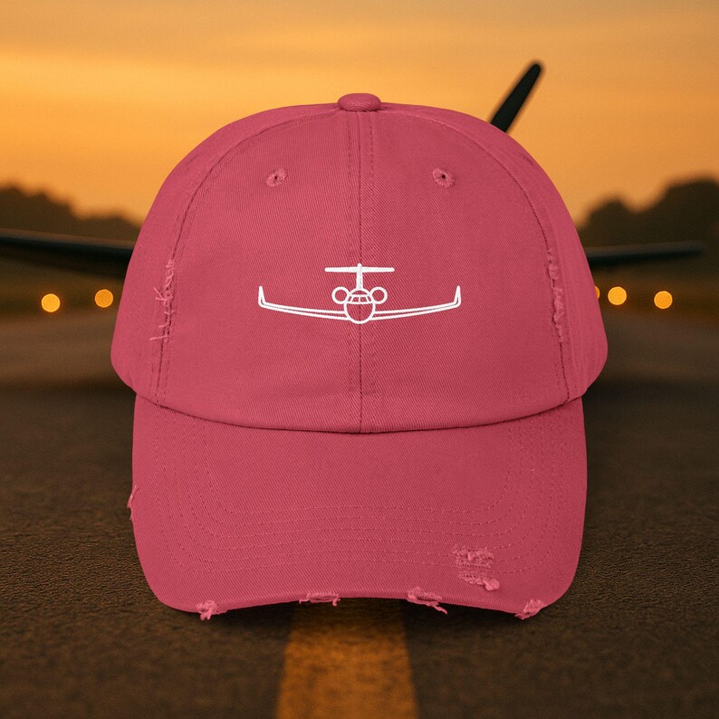Modern Jet Hat Minimalist Airplane Embroidered Cap Unisex Distressed ...