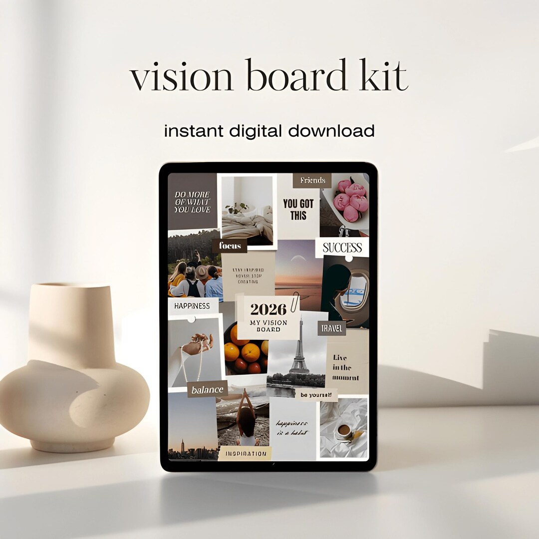 Boho Vision Board Poster, Brown Photo Collage (A2 Printable) - Etsy