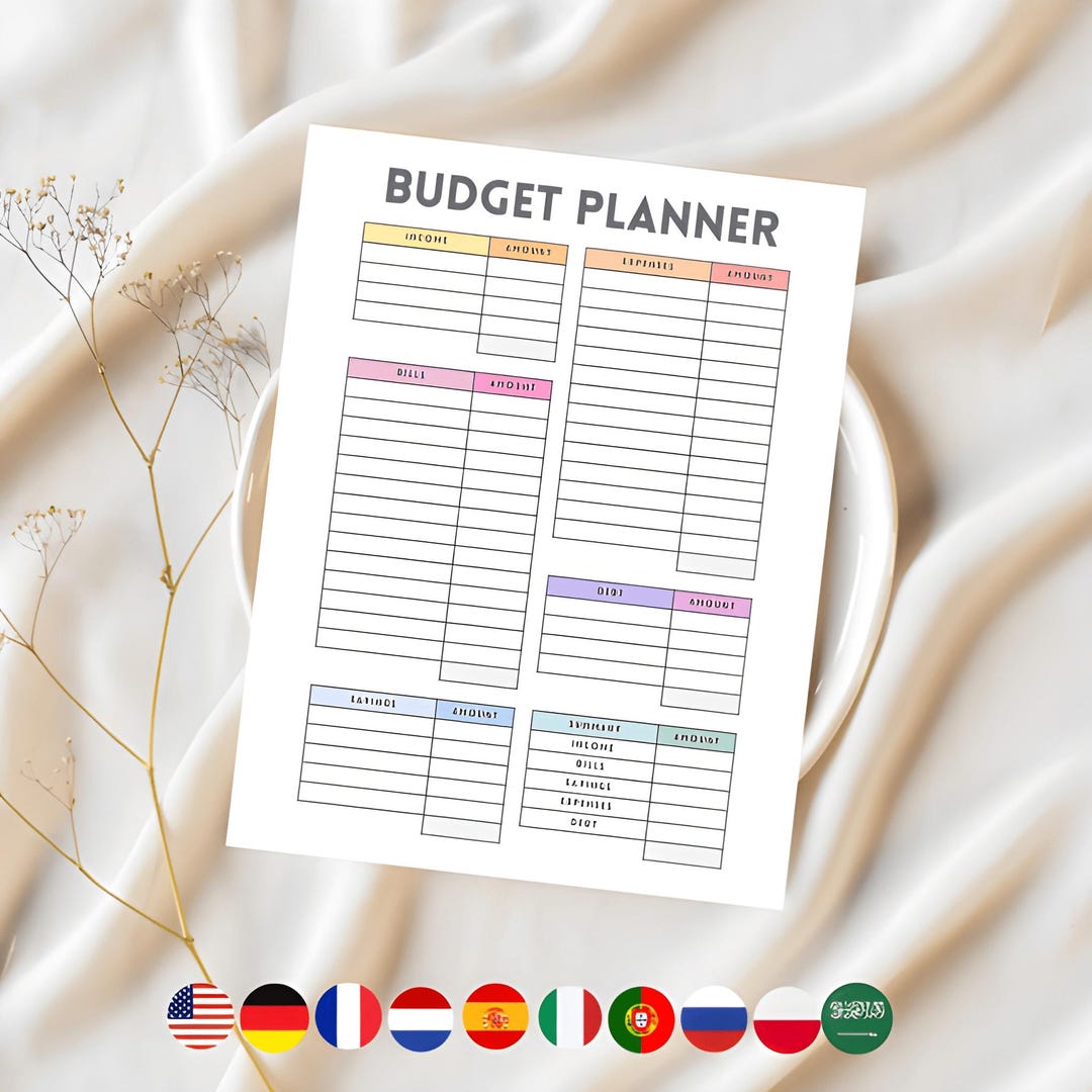 Colorful Budget Planner Template A4 Printable Financial Organizer ...