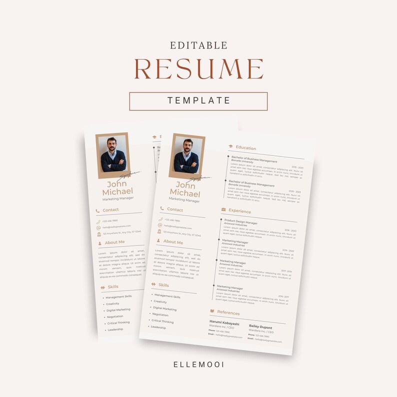 Multilingual Resume Template | Editable CV Canva - Etsy
